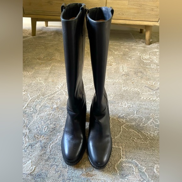 J. Crew | Shoes | J Crew Black Leather Knee High Boots Beautiful ...